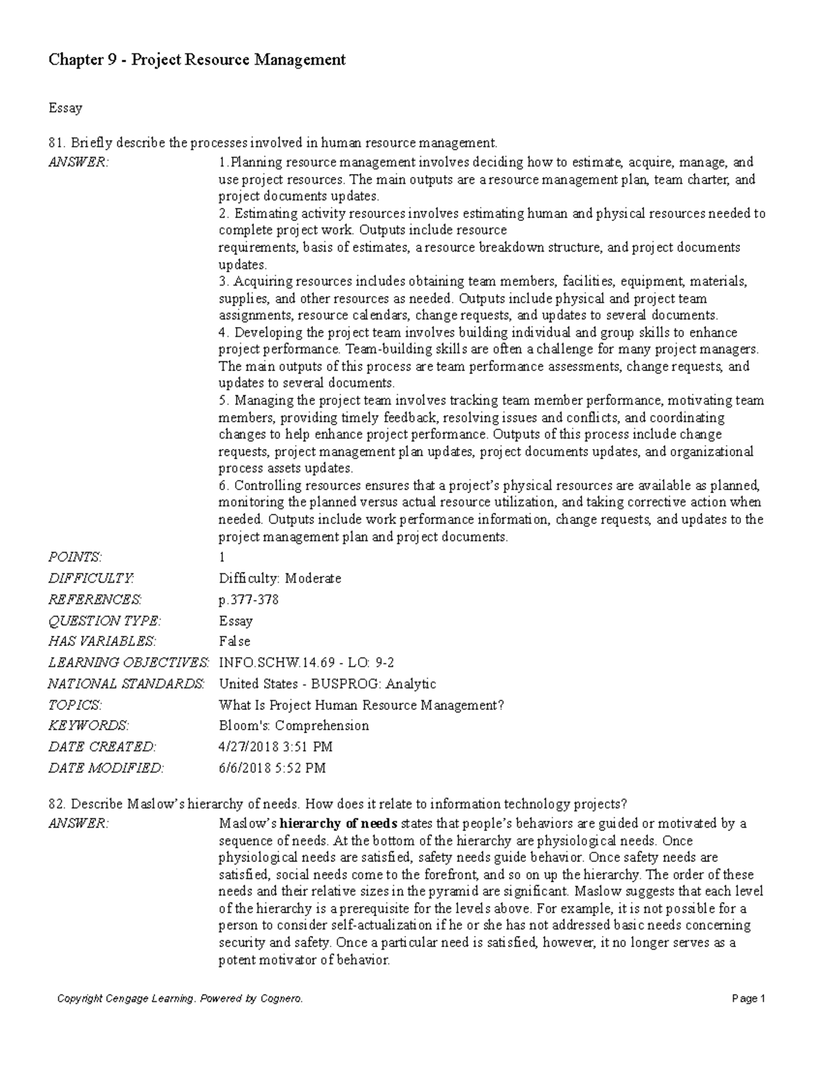 Chapter 9 Project Resource Management Essay - Essay Briefly describe ...