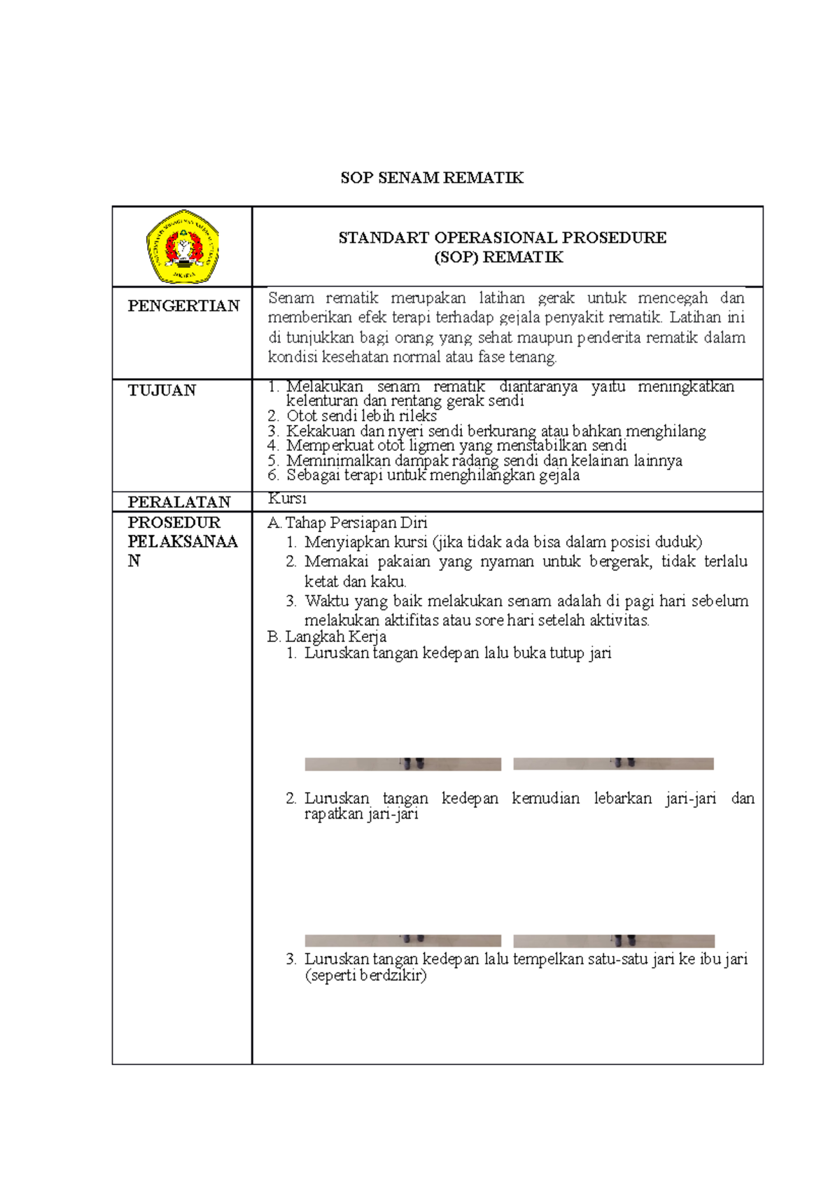 SAP Nikir Senam Rematik-1 - SOP SENAM REMATIK STANDART OPERASIONAL ...