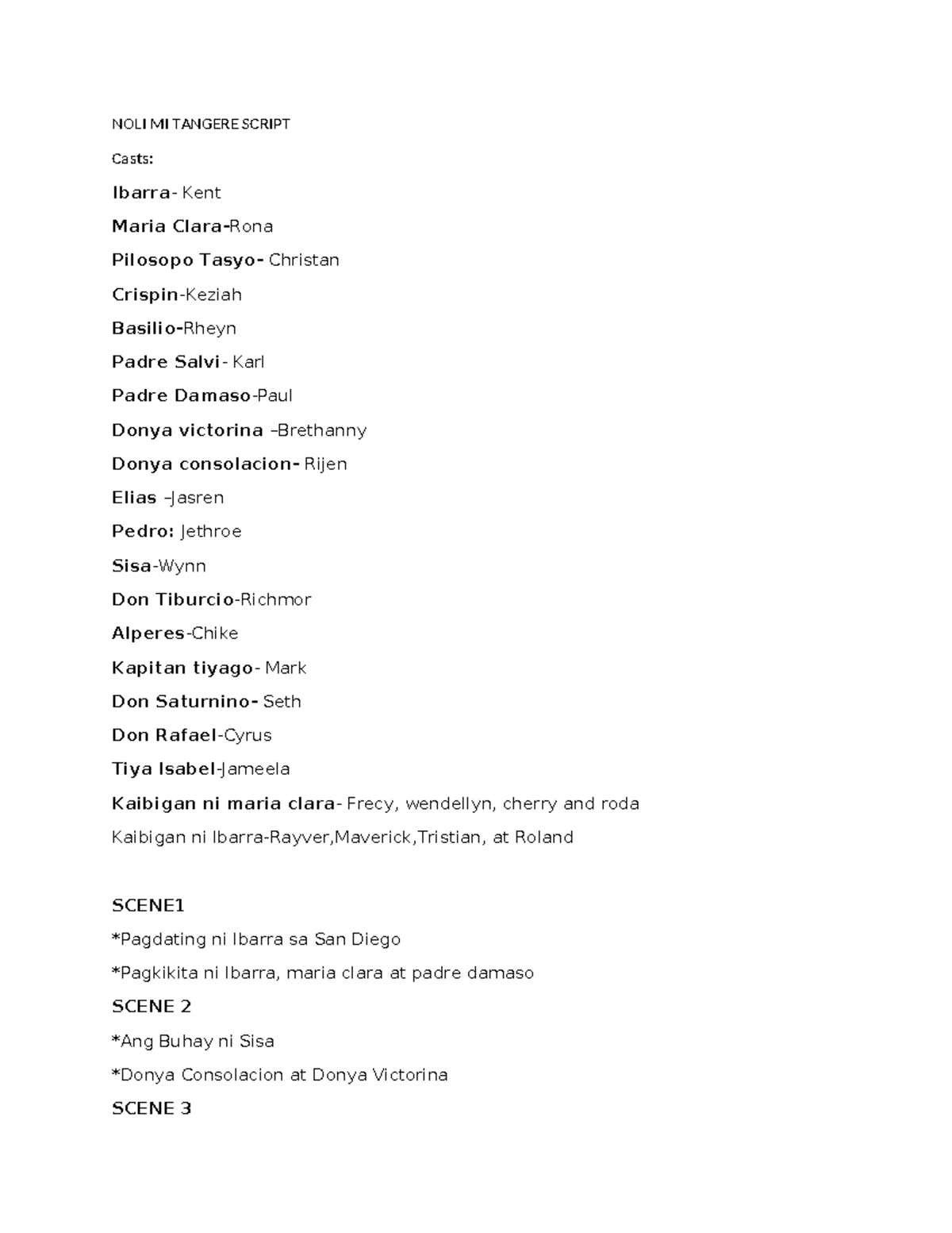 NOLI MI Tangere Script - NOLI MI TANGERE SCRIPT Casts: Ibarra- Kent ...