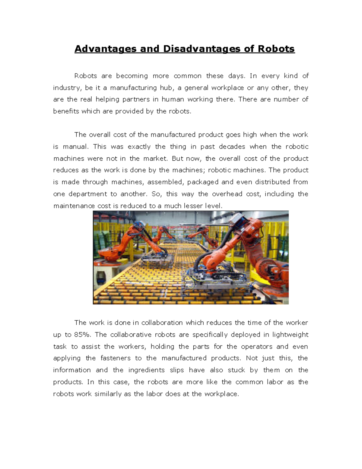 Robotic - Lecture notes sdfs - Advantages and Disadvantages of Robots ...