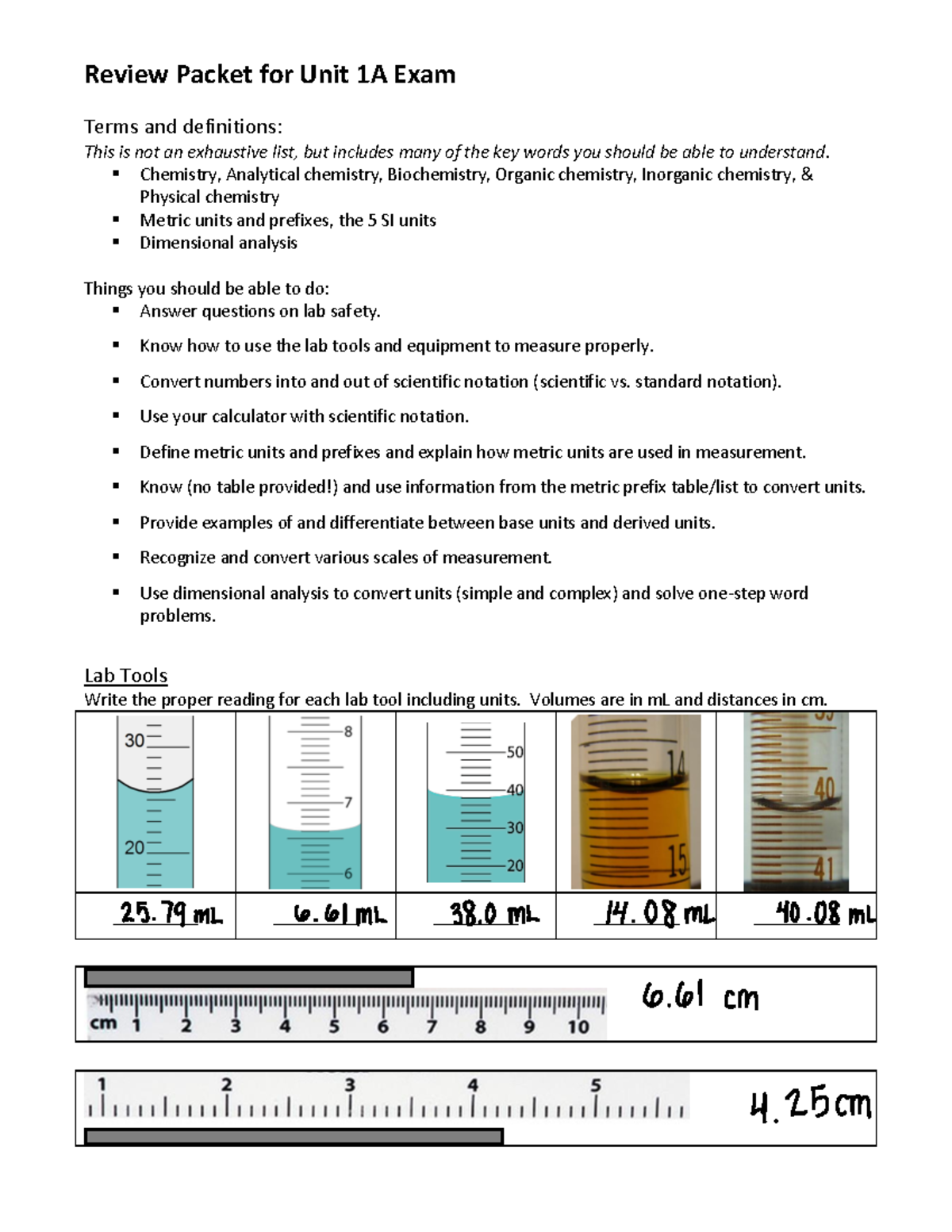 U1A Exam Review - Classwork - Review Packet for Unit 1A Exam ...