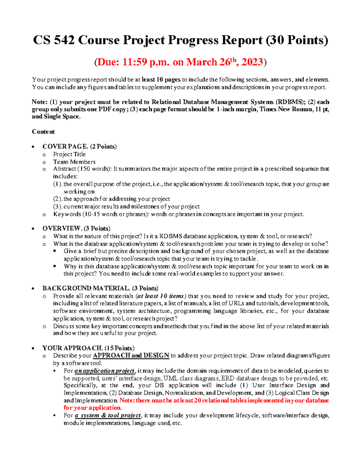 CS 542 - Group Project Progress Report - CS 542 Course Project Progress Report (30 Points) (Due ...