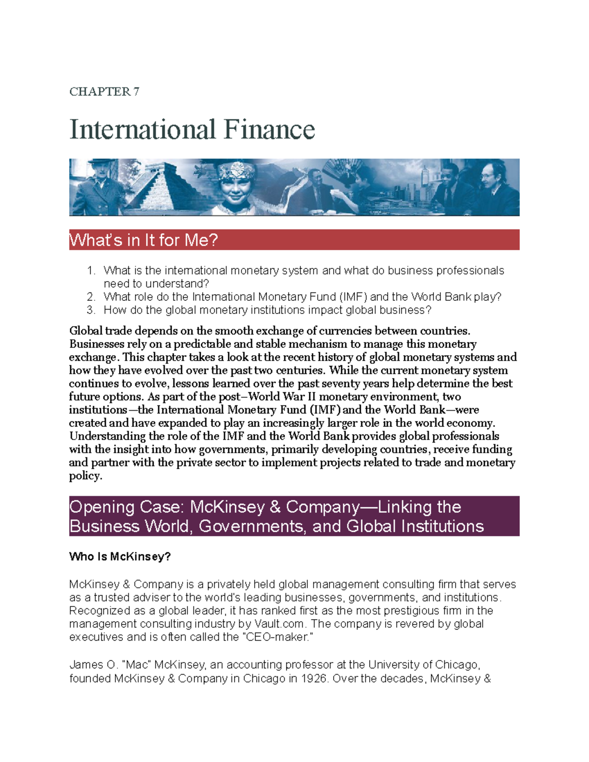 7.0 International Finance - CHAPTER 7 International Finance What’s in It for Me? What is the ...