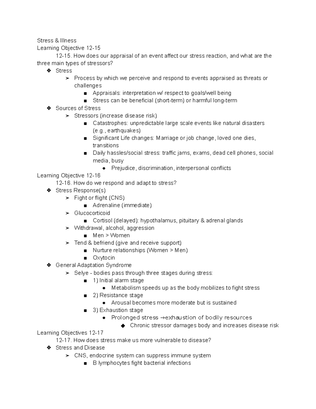 Chapter 12 - Hemenover is instructor - Stress & Illness Learning ...
