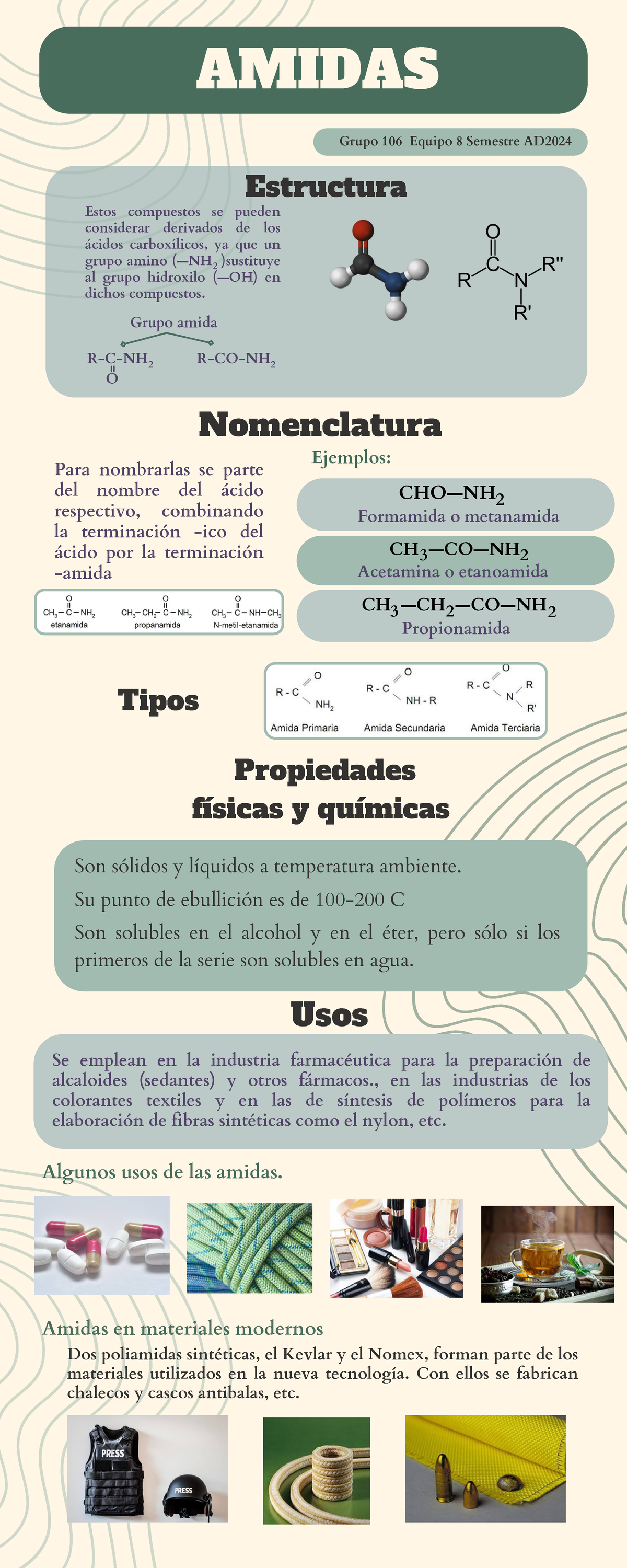 Infografia Equipo 8 FQE - Grupo amida R-C-NH 2 R-CO-NH 2 O = Estos ...