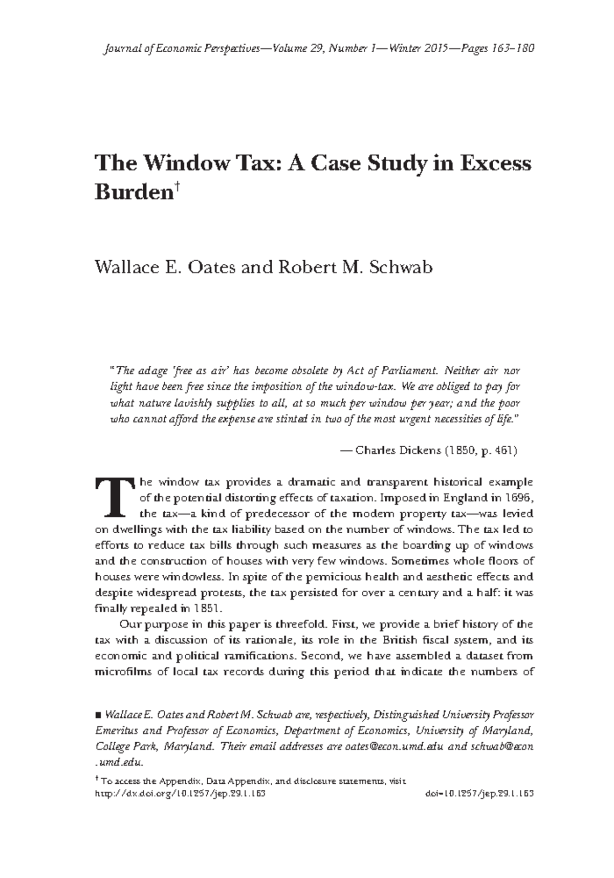 Oates schwab 2015 the window tax a case study in excess burden ...