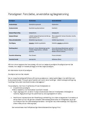 Metode og videnskabsteori - semester Paradigmer: Neo-positivisme: Man ønsker at være objektiv ...