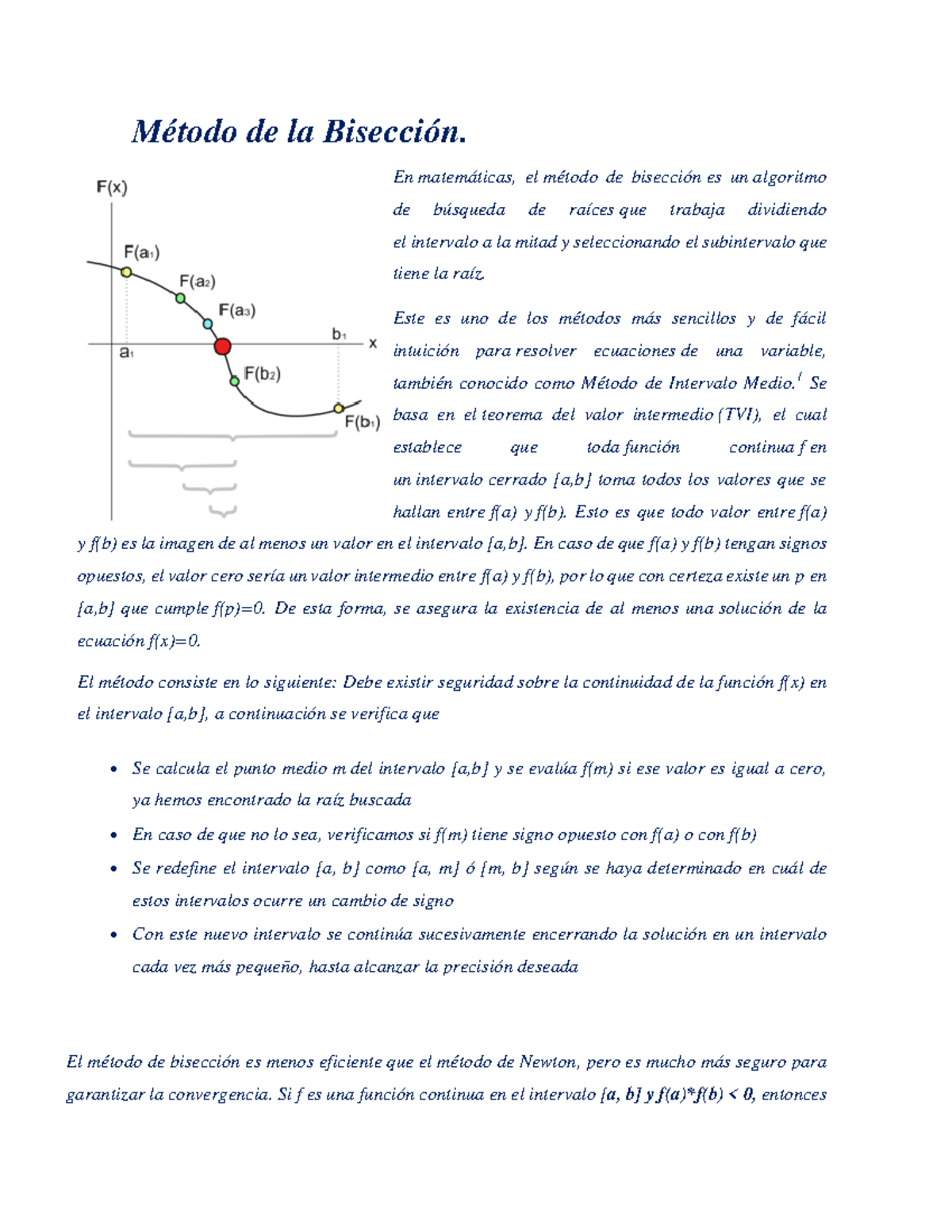 Metodo DE Biseccion - DOCUMENTO DE APOYO - Método de la Bisección. En ...