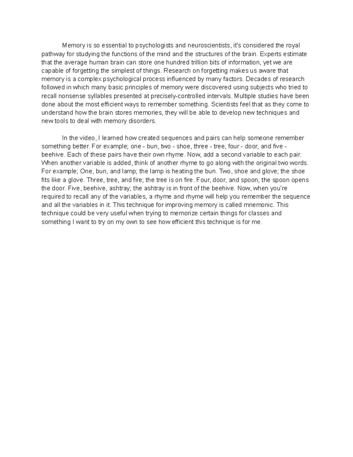 PSY 201A Module 7 Discussion - Memory is so essential to psychologists ...