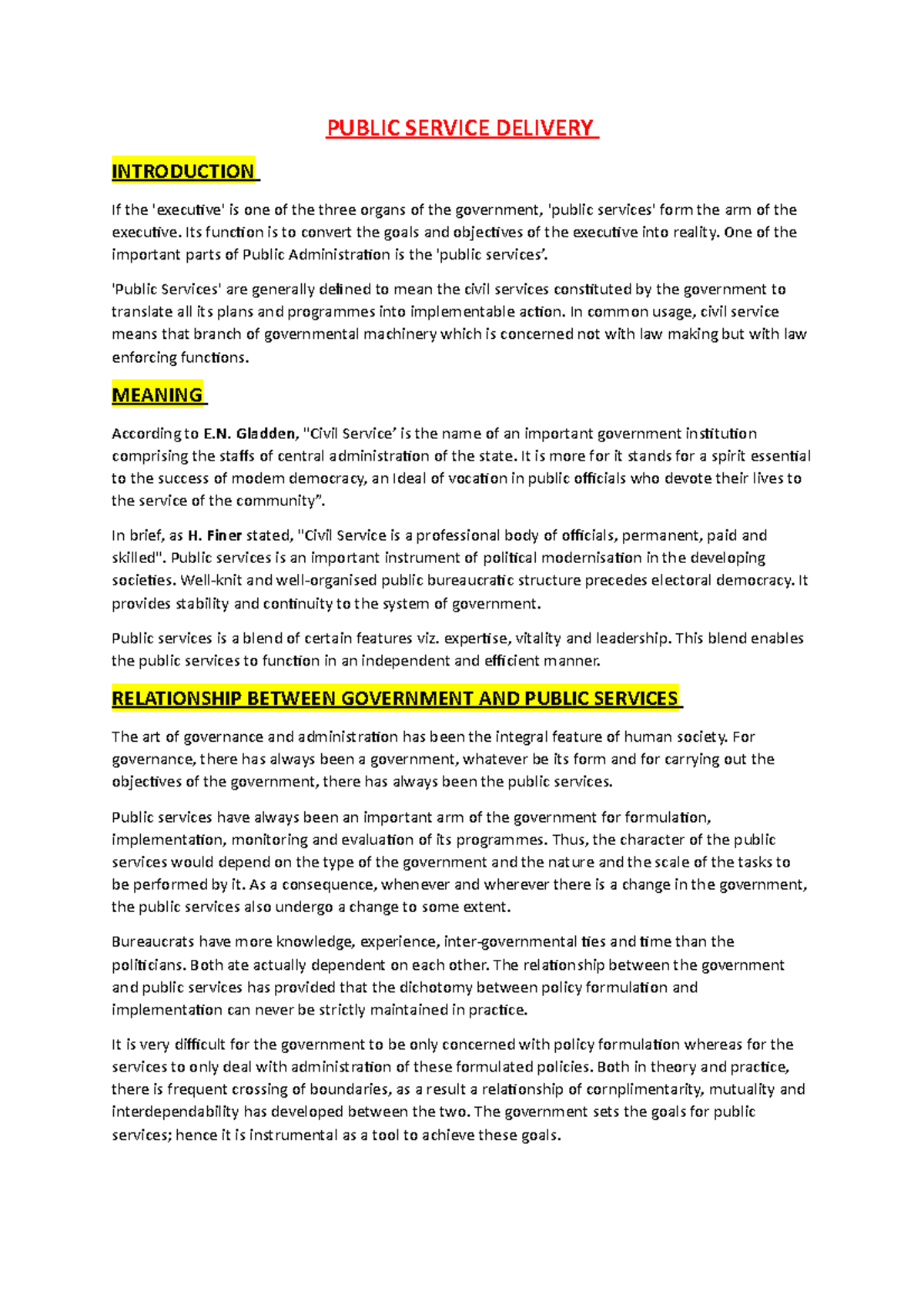 Public Service Delivery - Political science - Delhi University - Studocu