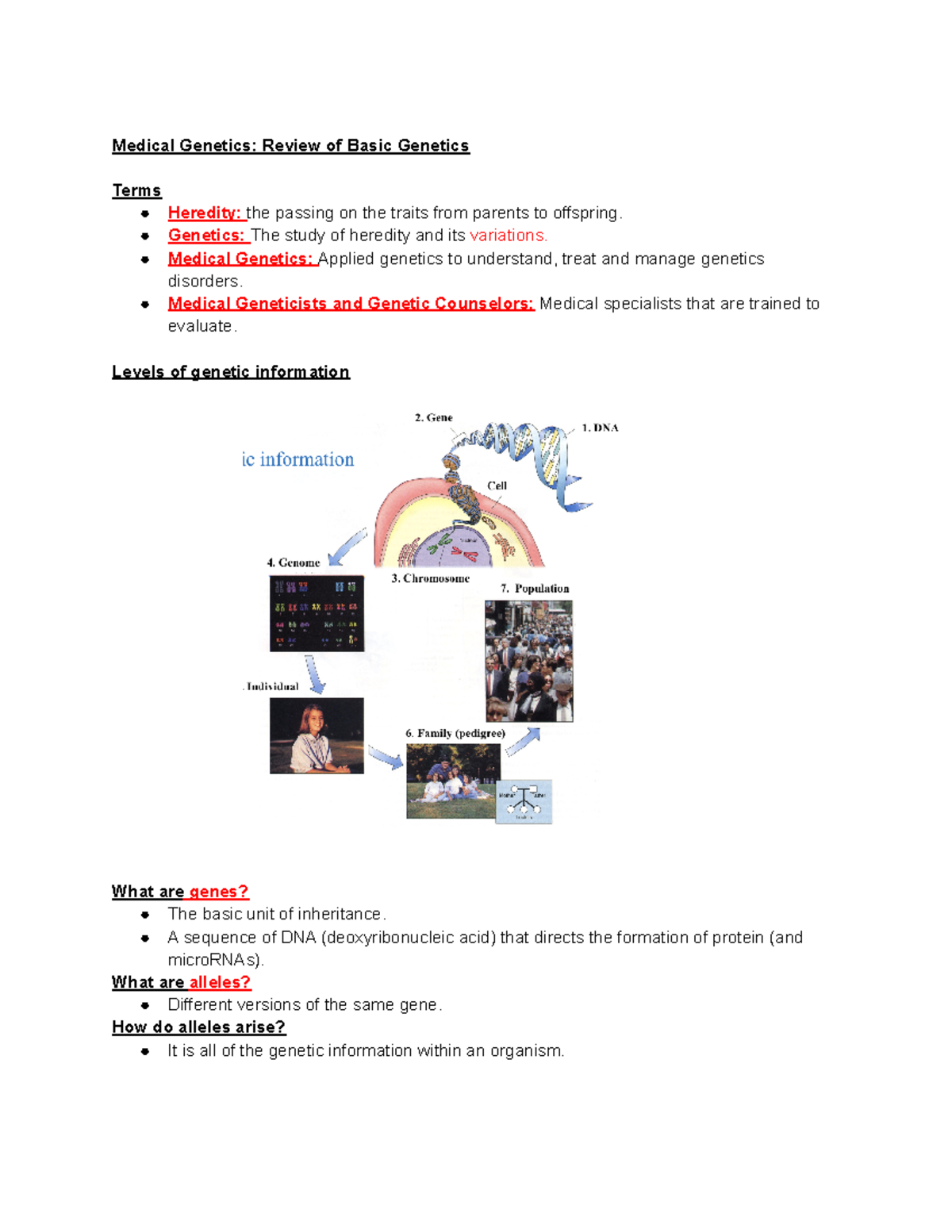 Medical Genetics Powerpoint 1 Part 1 - Medical Genetics: Review of ...