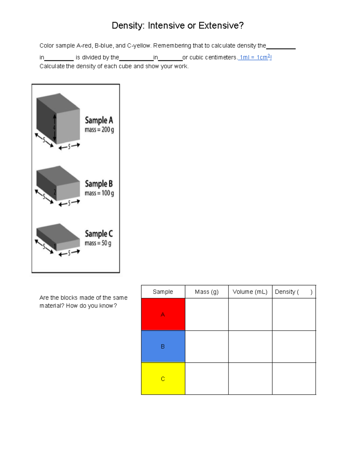 Density Intensive or Extensive - Google Docs - Density: Intensive or ...