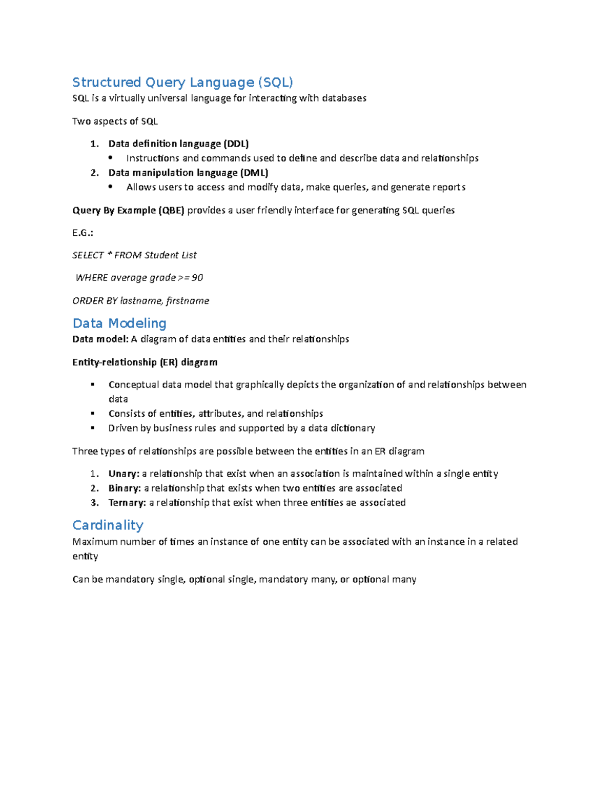 Week 03 – Database Design - Structured Query Language (SQL) SQL is a virtually universal ...