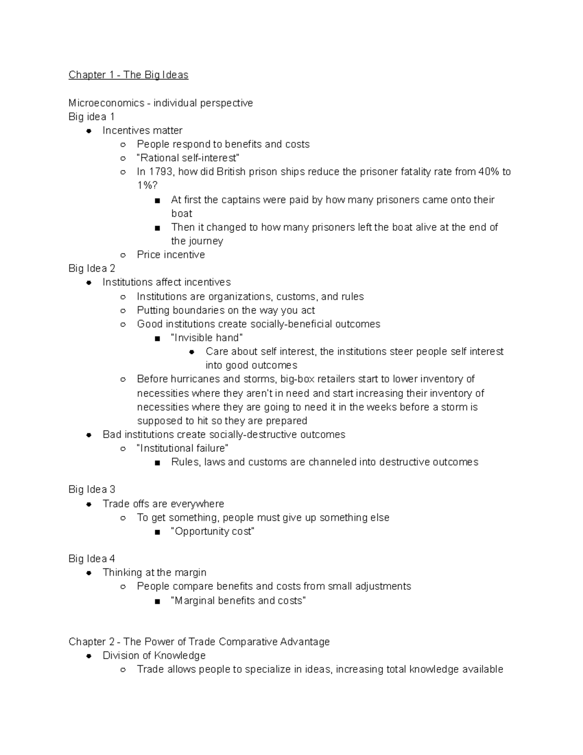 Unit 1 - Class Notes - Chapter 1 The Big Ideas Microeconomics ...