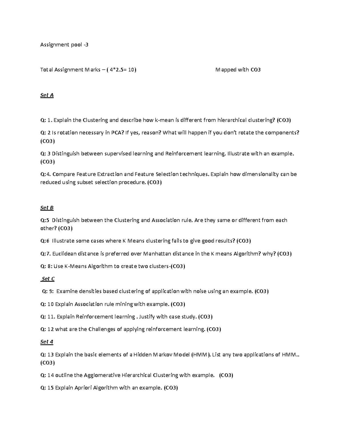 Assignment 3 - nonnn - Assignment pool - Total Assignment Marks – ( 4*2 ...