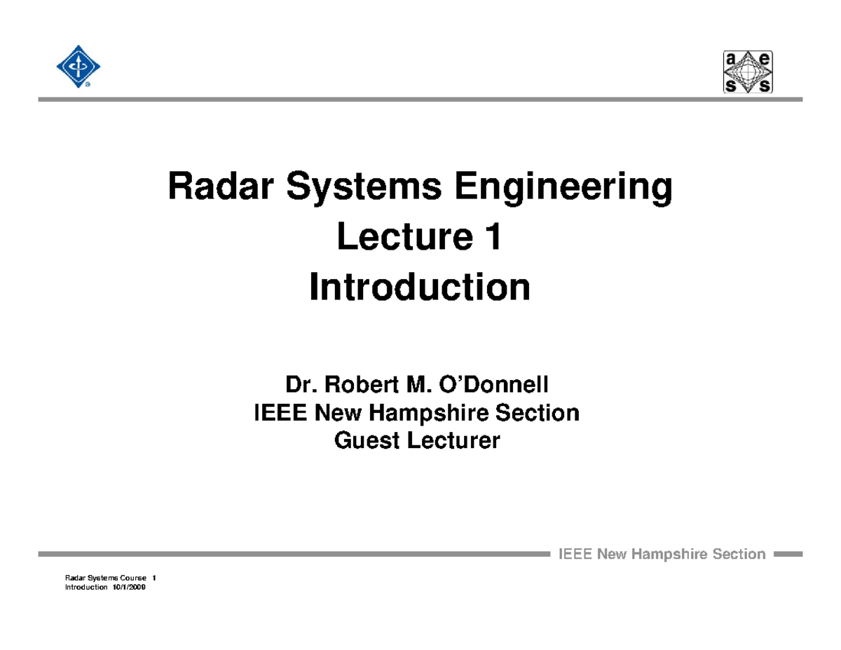Radar 2009 a 1 introduction 160213203434 - IEEE New Hampshire Section 1 ...