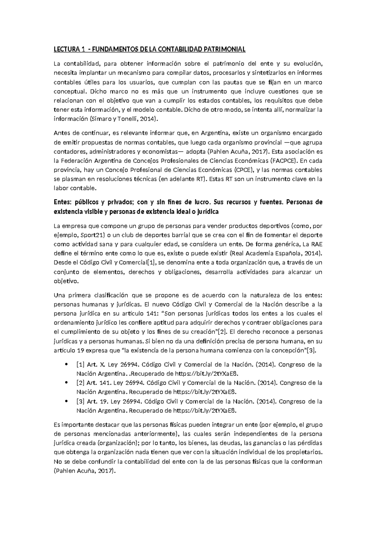 Lectura 1 - resumen modulo 1 - LECTURA 1 - FUNDAMENTOS DE LA CONTABILIDAD PATRIMONIAL La - Studocu