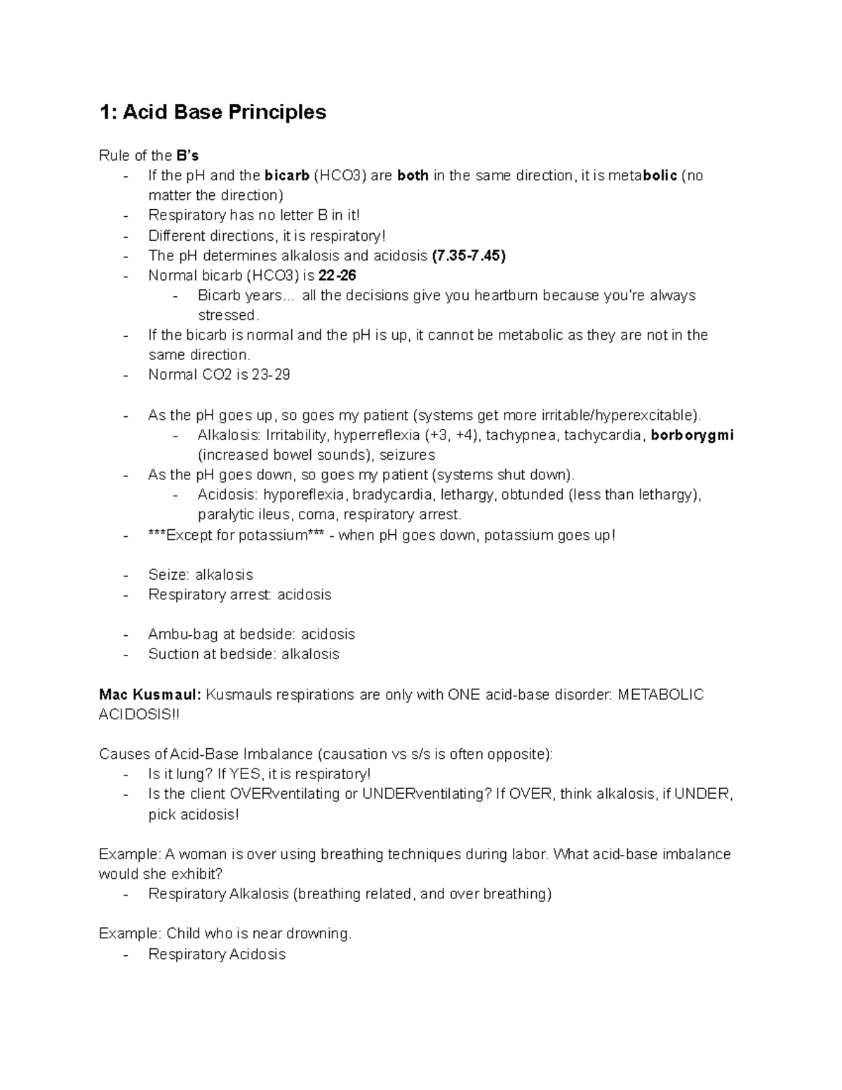 Copy of Mark Klimek Lectures - 1: Acid Base Principles Rule of the B’s ...