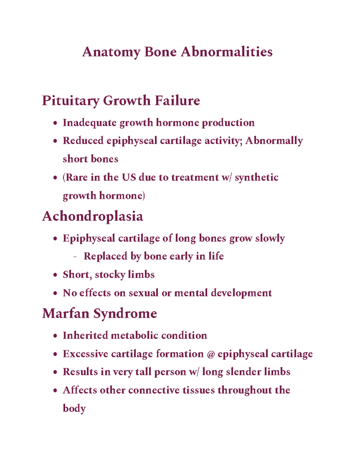 Bones 4 Anatomy Lecture - Anatomy Bone Abnormalities Pituitary Growth ...