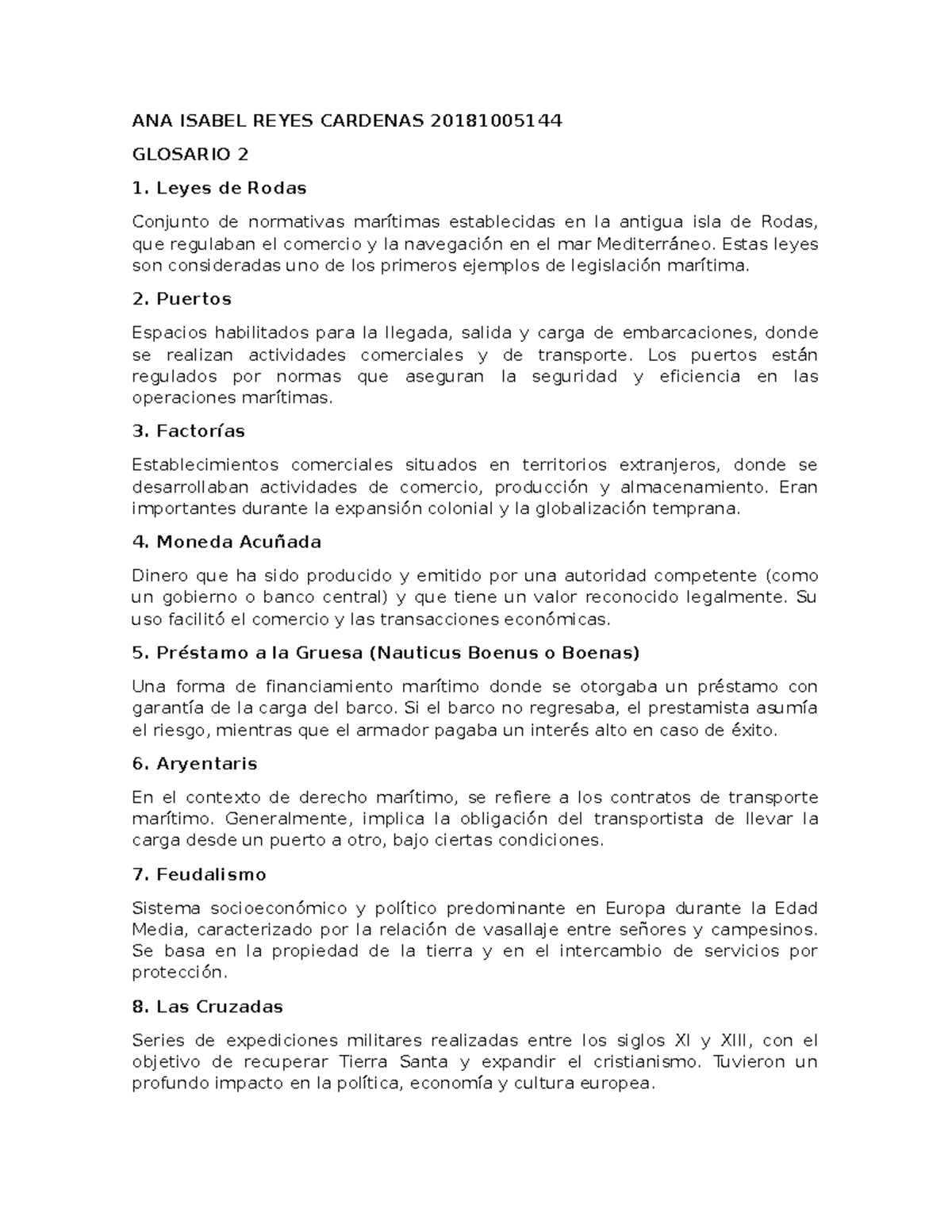 Glosario 2 - ANA ISABEL REYES CARDENAS 20181005144 GLOSARIO 2 Leyes de ...