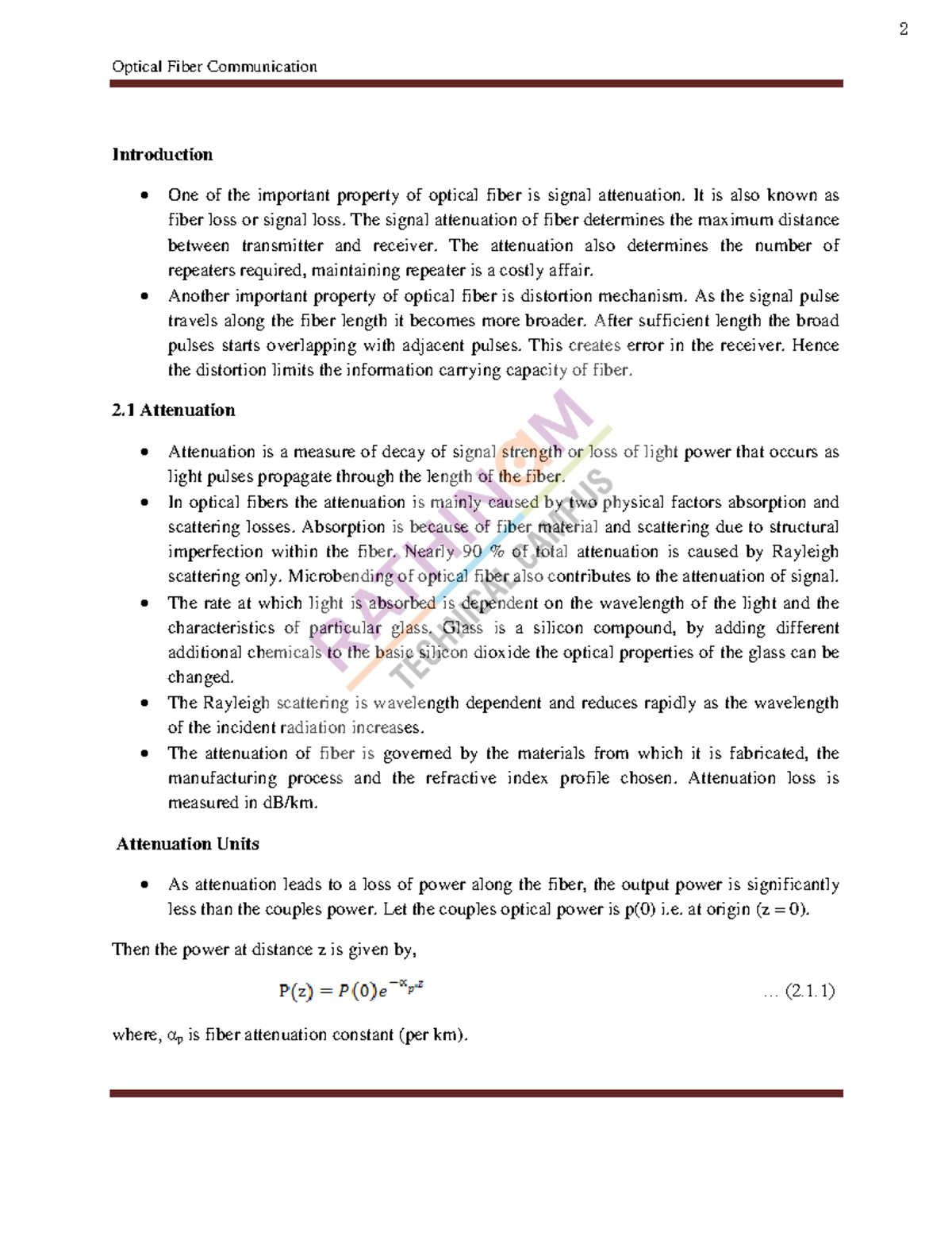 ECE-VII- Optical Fiber Communication U2 - Optical Fiber Communication ...