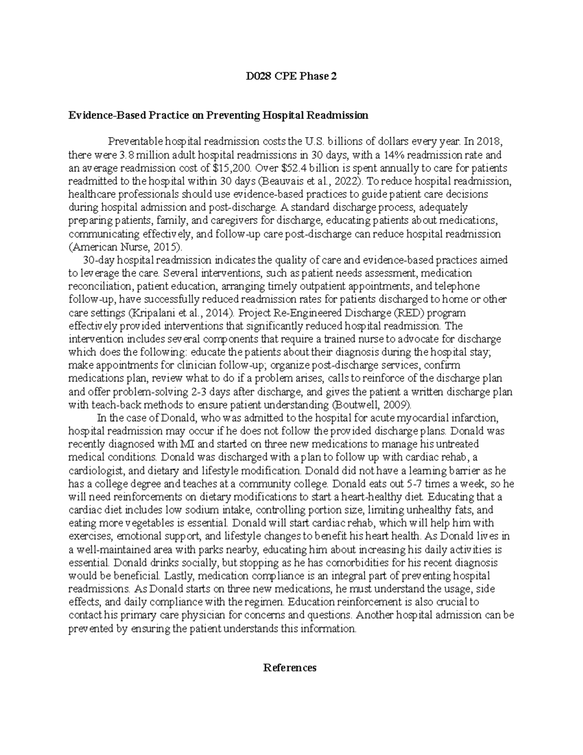 D028 CPE Phase 2 - N/A - D028 CPE Phase 2 Evidence-Based Practice on ...