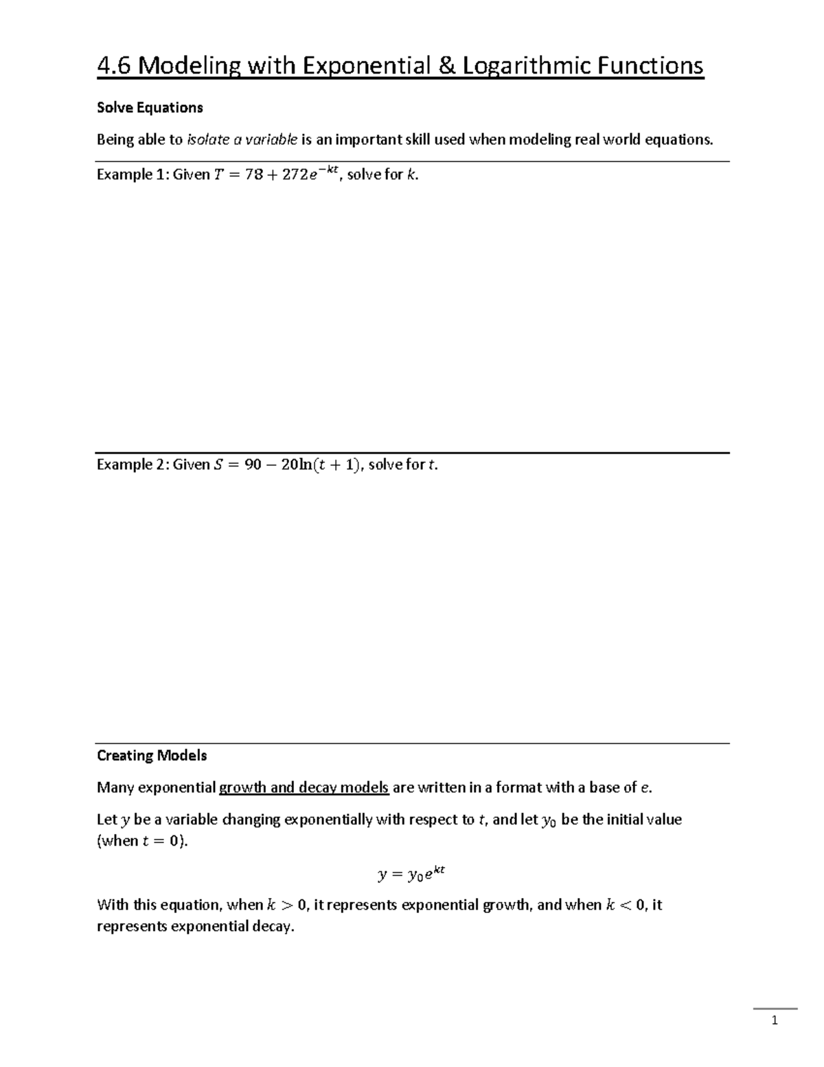 4 6 Modeling Exp And Log Functions Fa19 Lecture Worksheet 4 Modeling