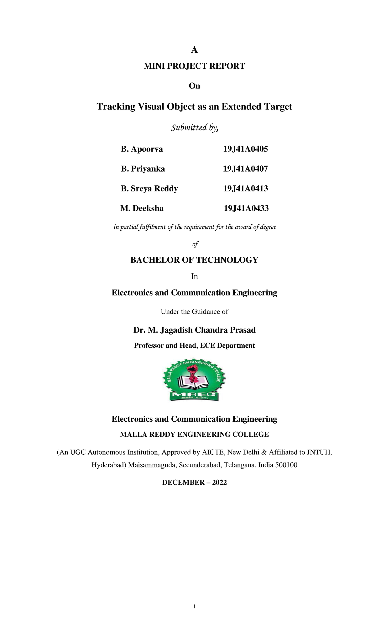 MINI edited - GOOD FOR THE STUDENTS - i A MINI PROJECT REPORT On ...