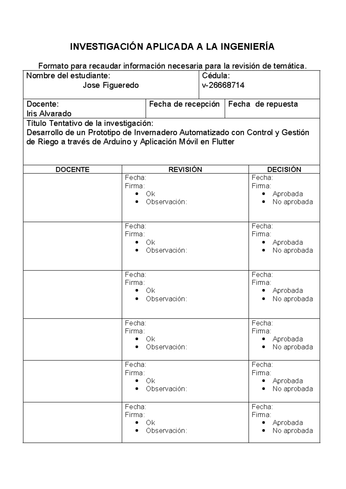 Tematica Jose Figueredo - INVESTIGACIÓN APLICADA A LA INGENIERÍA ...