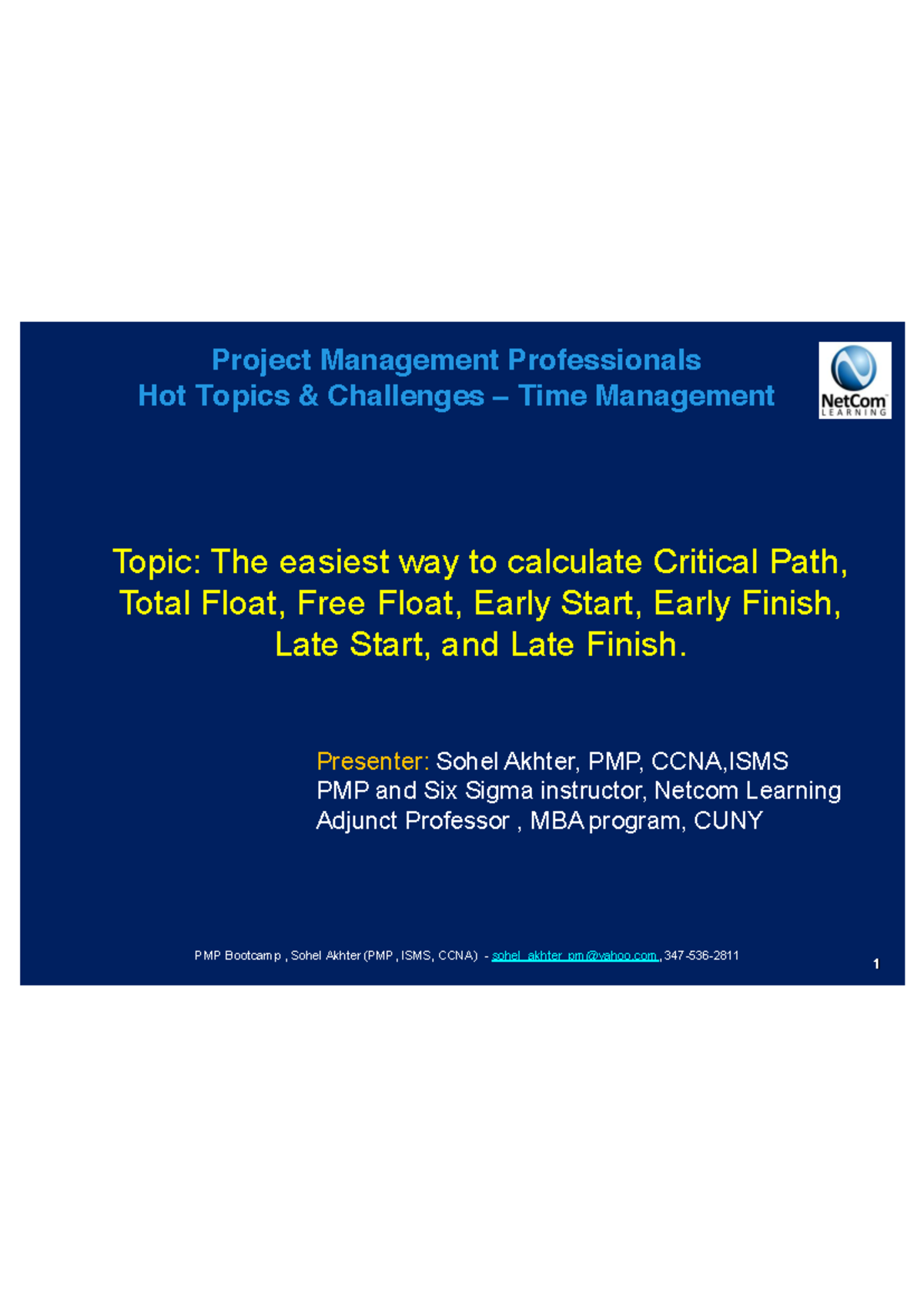 Critical Path - Notes - Summary Accounting System and Process - PMP ...