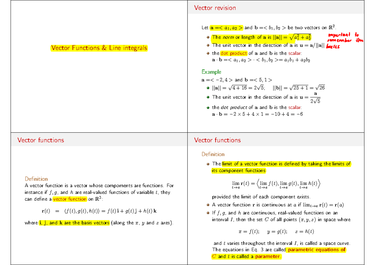 Advanced Maths and Physics Lec 02 - Vector revision Vector Functions ...