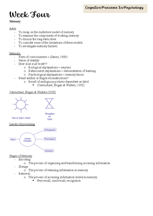 Cognitive week two prenotes - Week two Perception. Aims - To present an ...