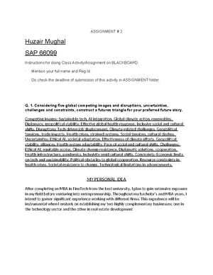 Assignment 3 - Action plan - Introduction to Futures Studies Assignment - 3: Action Plan Action ...