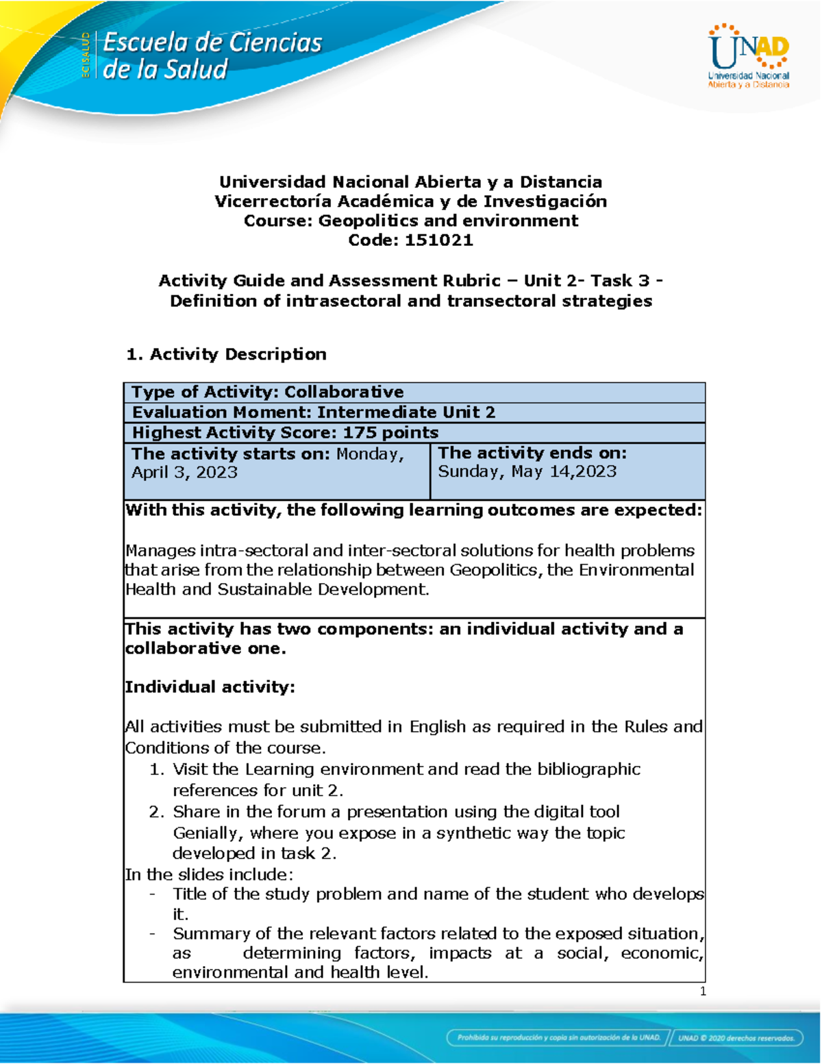 Activity Guide and Assessment Rubric - Unit 2 - Task 3 - Definition of ...