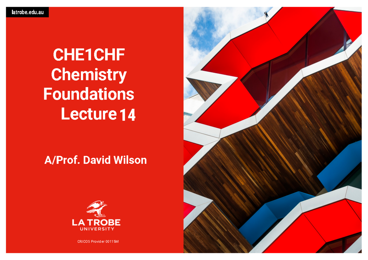 CHE1CHF Lect14 2021 - lect 14 - CHE1CHF Chemistry Foundations Lecture ...