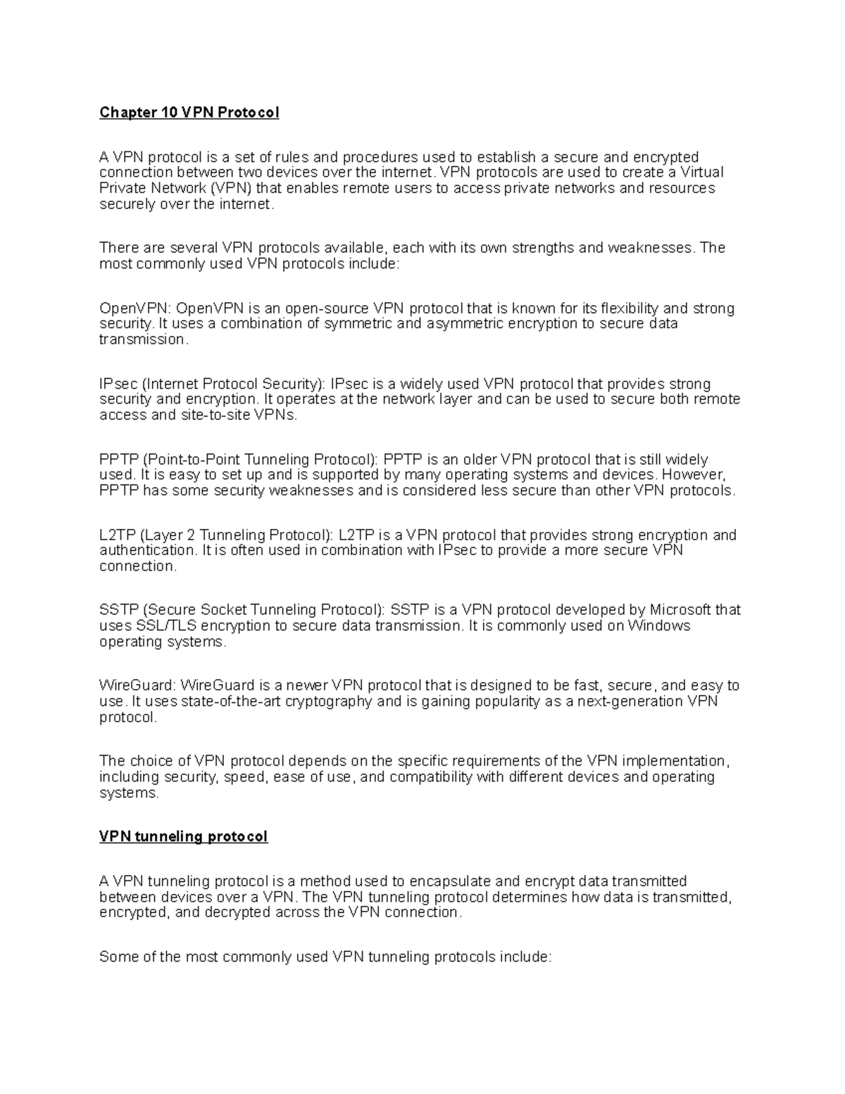 Chapter 10 VPN Protocol - Chapter 10 VPN Protocol A VPN protocol is a ...