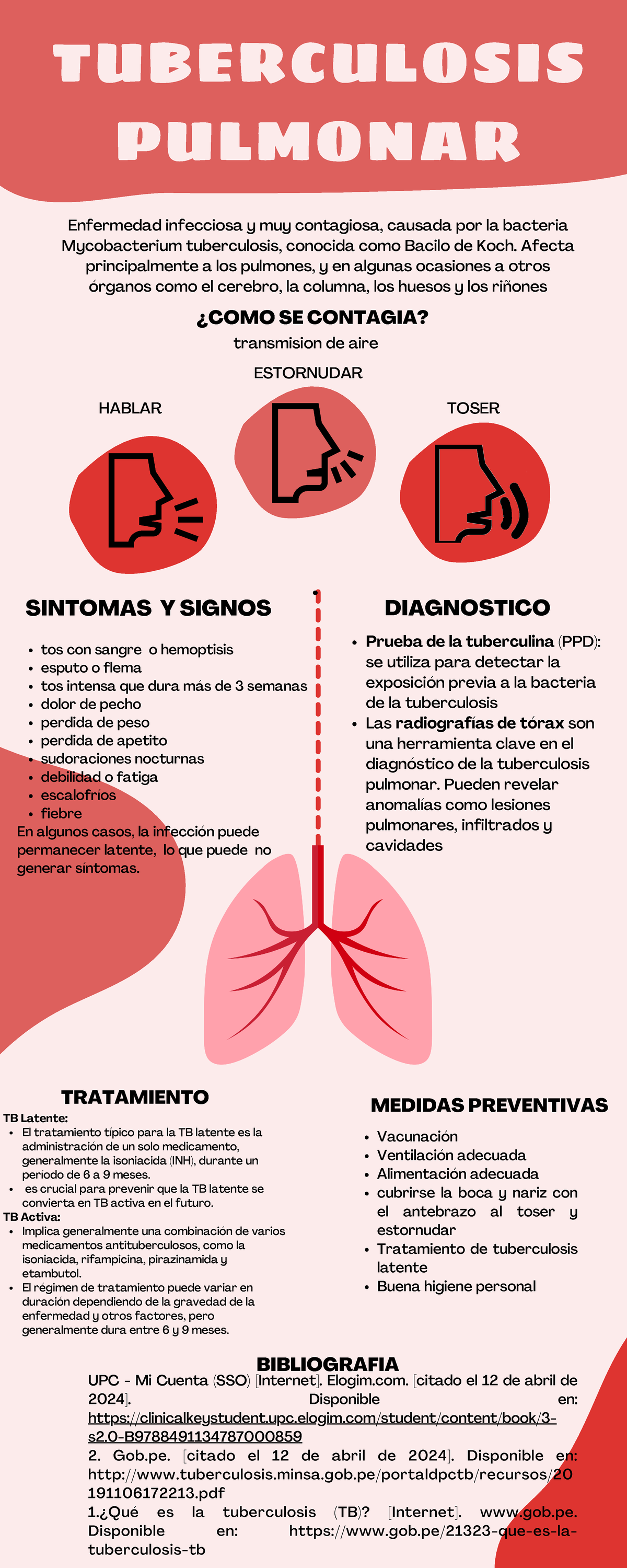 Infografía funciones del sistema respiratorio color rojo y rosa ...