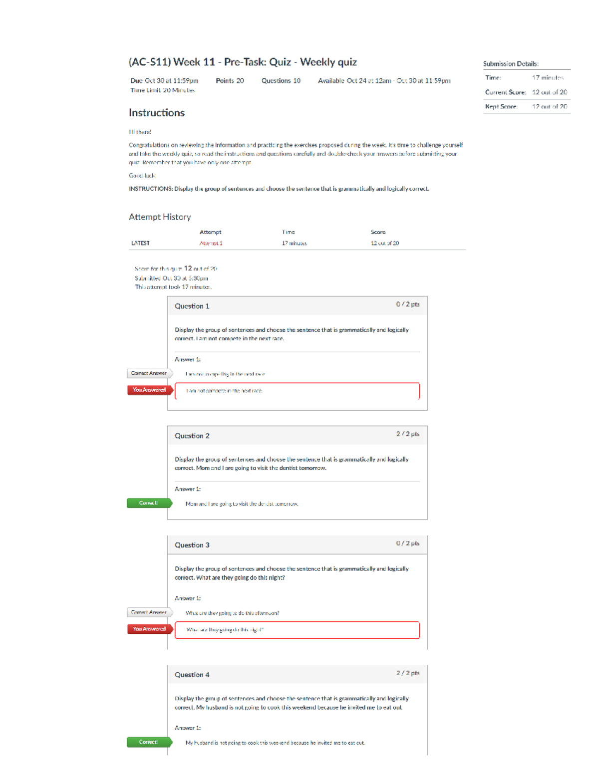 (AC-S11) Week 11 - Pre-Task Quiz - Weekly quiz - ingles 4 - Studocu