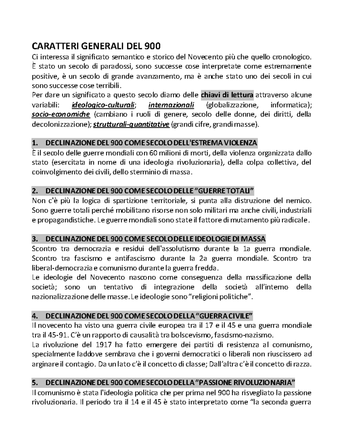 Storia del 900 - Appunti lezione prof Gentile (2a parte sul 900 ...