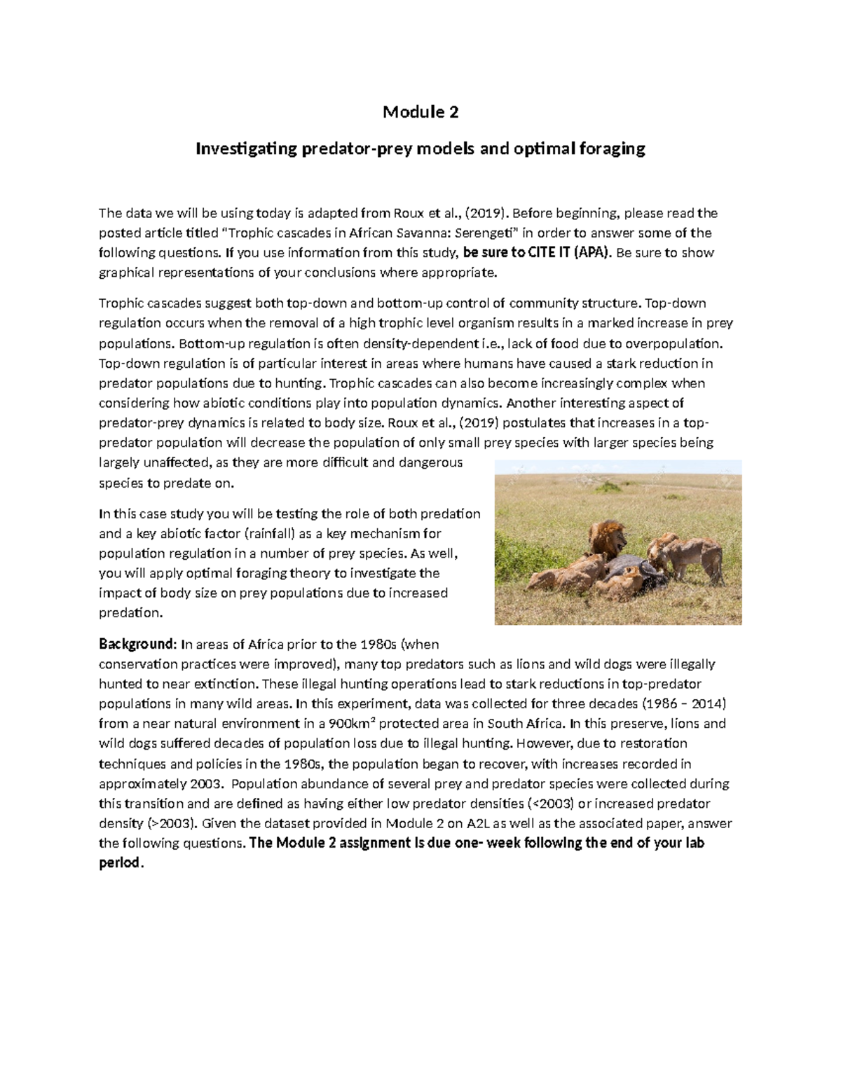 Module 2 - Lab Assignment - Module 2 Investigating predator-prey models and optimal foraging The ...