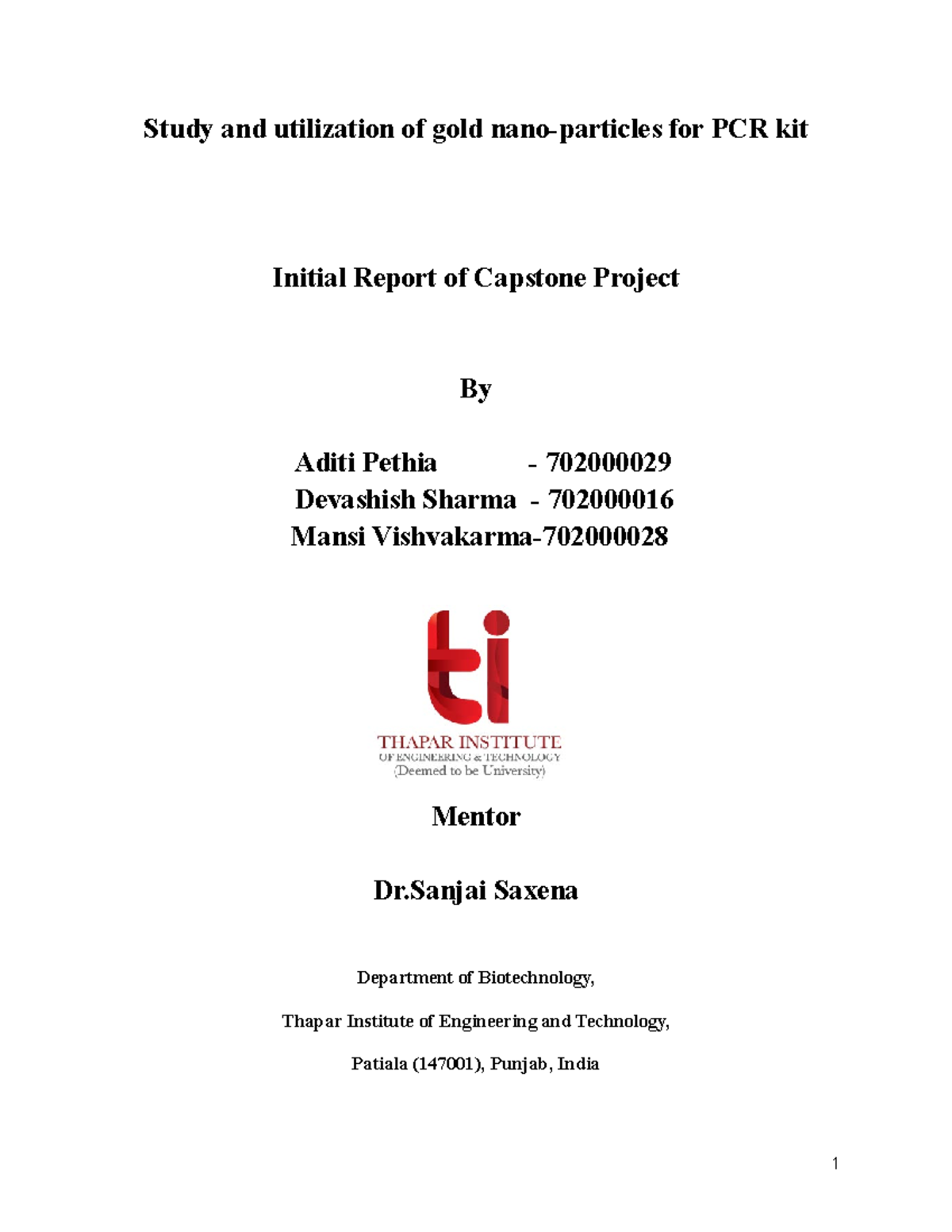 Capstone report-2023-24CP13 - Study and utilization of gold nano ...