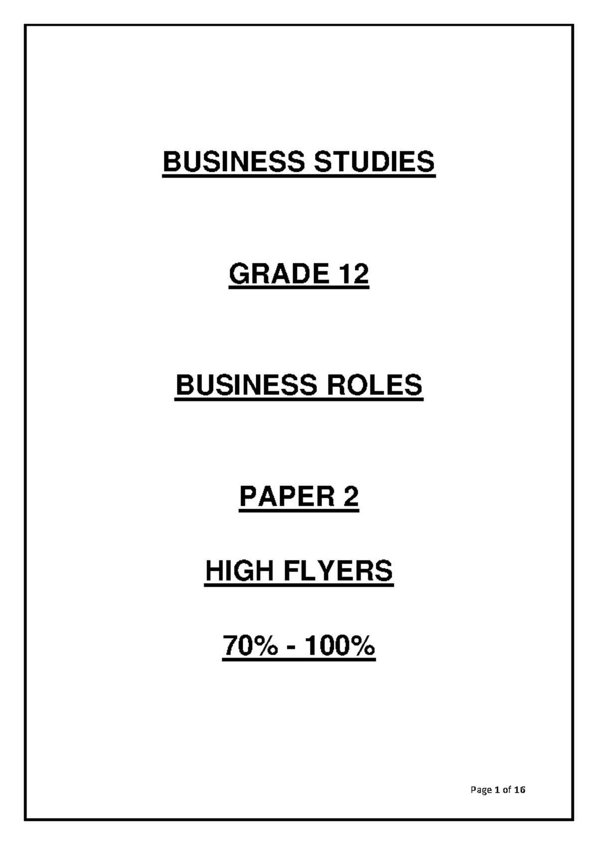 High flyers - paper 2 - introduction and conclusions to use for P2 ...