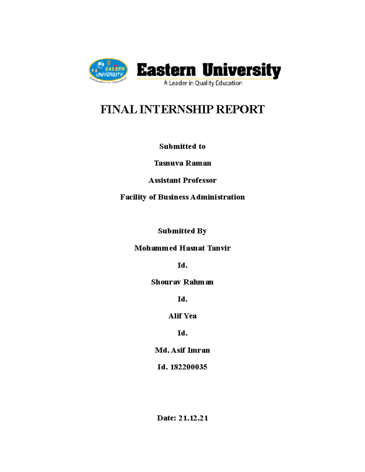 project management internship report - FINAL INTERNSHIP REPORT ...