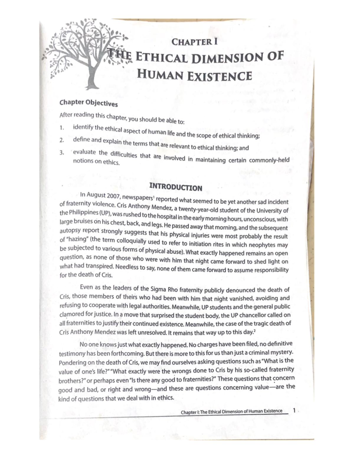 Chapter I - THE Ethical Dimension OF Human Existence - Community ...