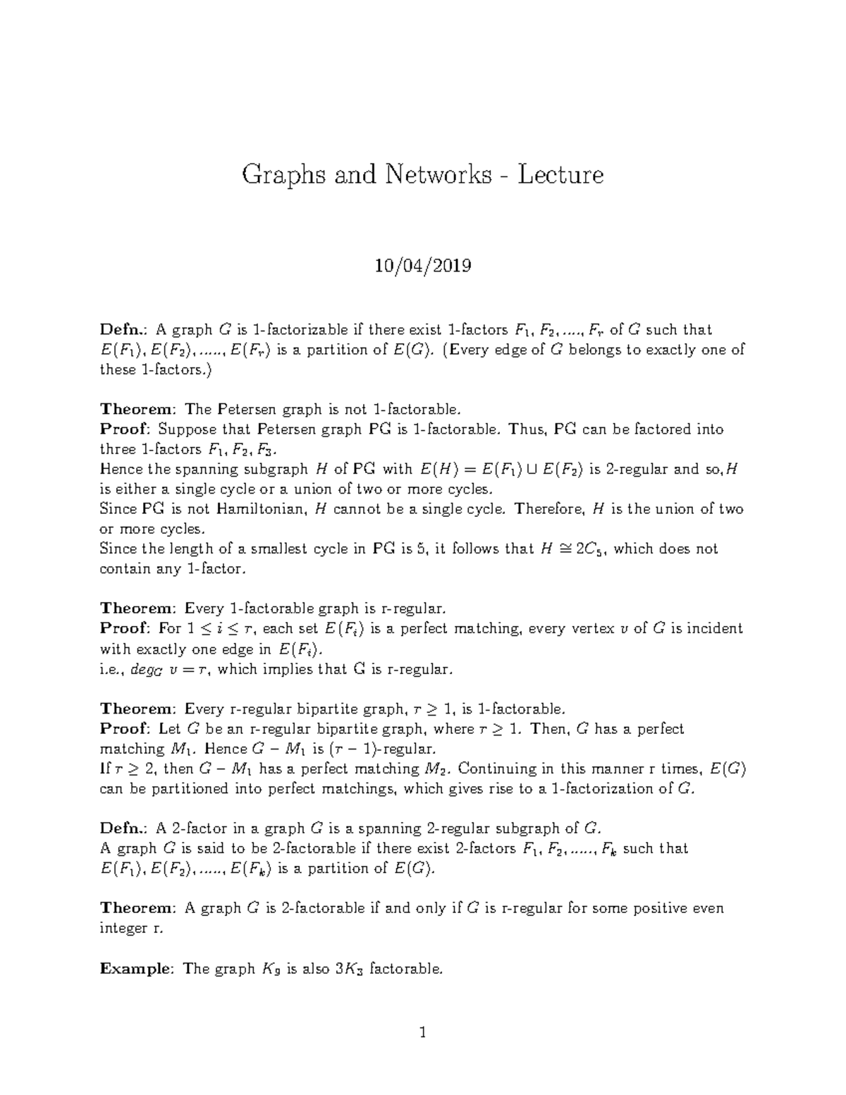 Factorization Graphs And Networks Lecture 1004 Defn A Graphgis 1 Factorizable If There