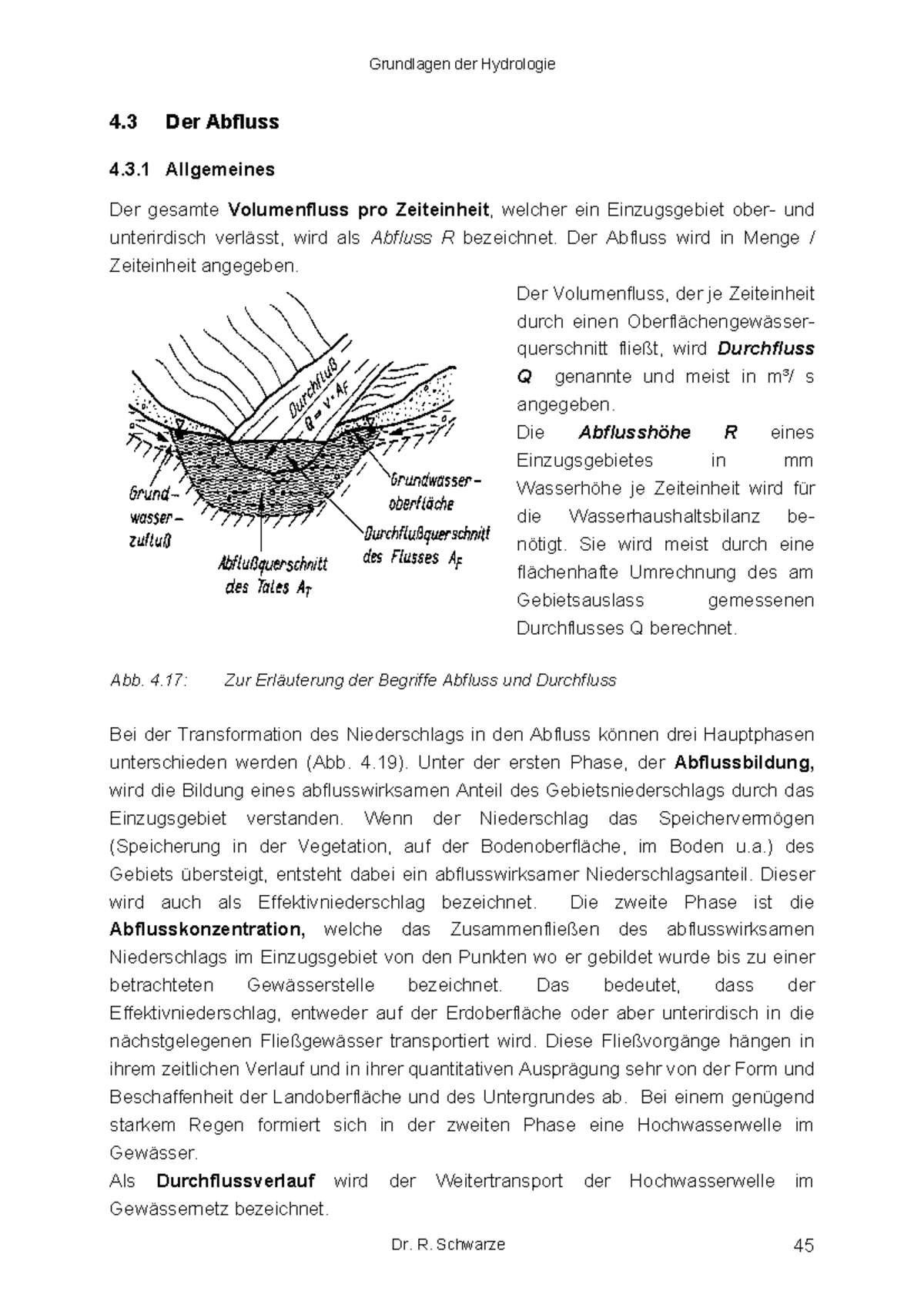 4.Kap - 4. Kapitel Hydro Skript - 4 Der Abfluss 4.3 Allgemeines Der ...