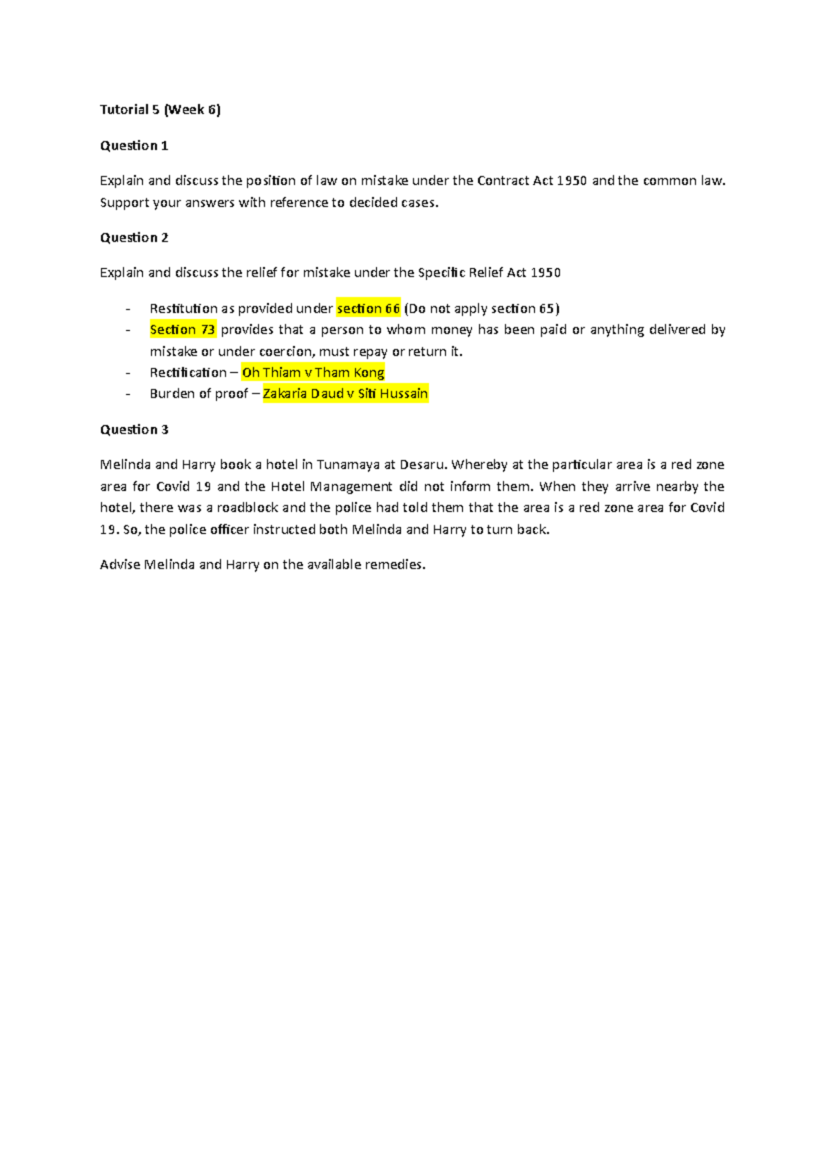 361256 Tutorial 5 (Week 6) - Tutorial 5 (Week 6) Question 1 Explain and discuss the position of ...