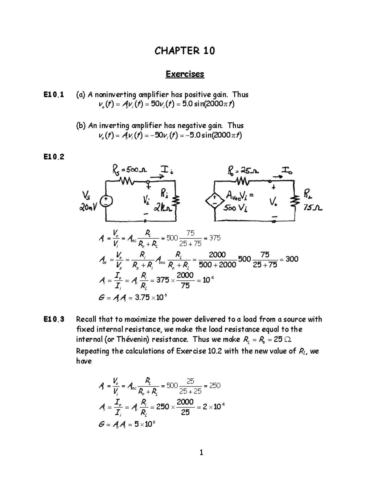 Chapter-10 - Solution Manual - CHAPTER 10 Exercises E10 (a) A ...
