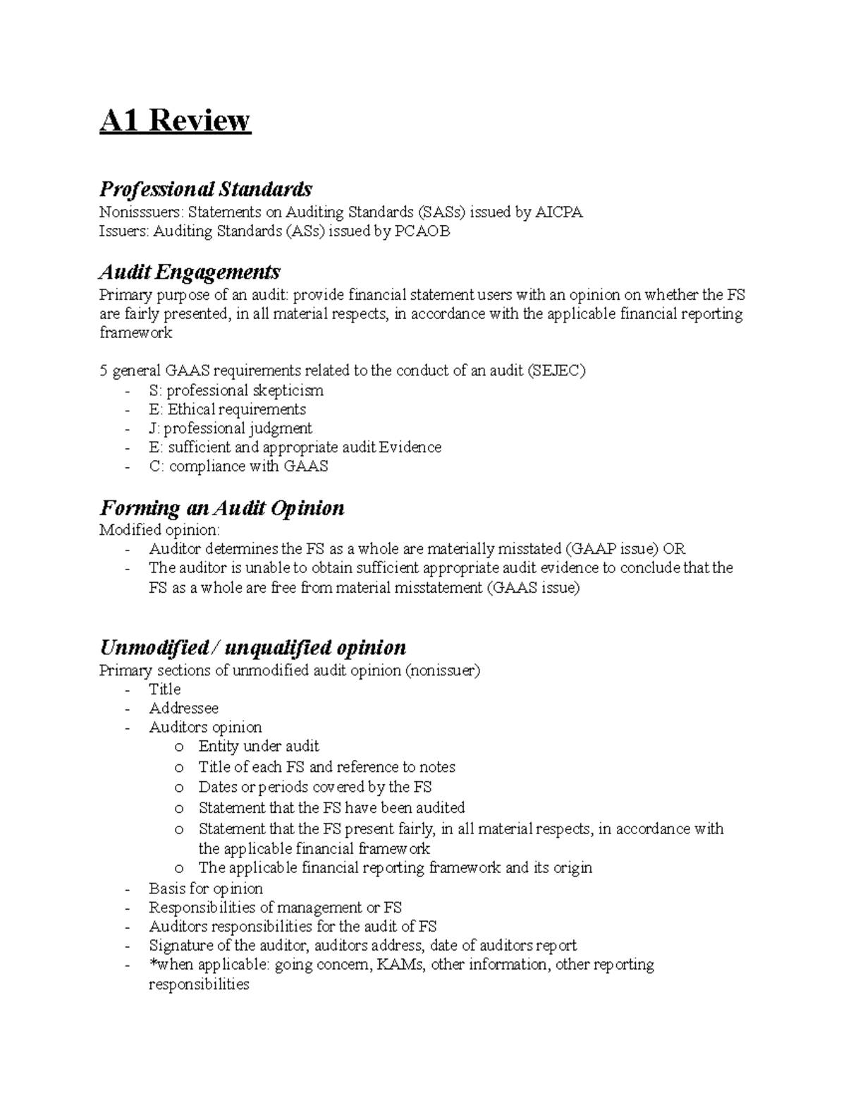 A1 Review - unit 1 full notes. include detailed notes and definitions ...