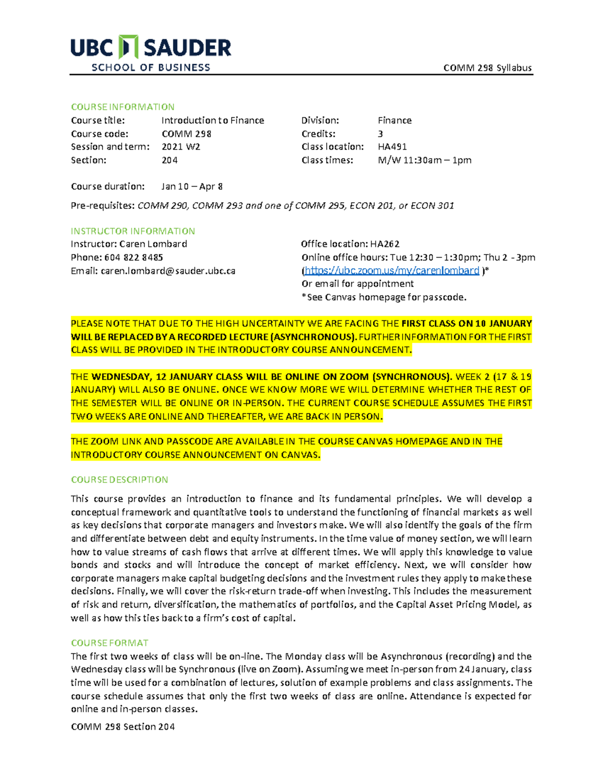 COMM 298 204 Syllabus Lombard 2021 W2 (7 January 2022 version) - 293 - UBC - Studocu